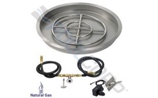 POOL360 | 25" Round Natural Gas Drop-In Pan and Spark Ignition Kit with ...