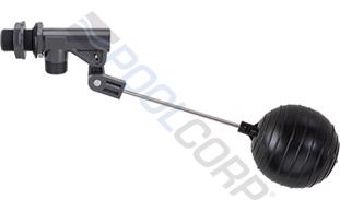 POOL360 | 1" Mpt Black Plastic Float Valve With 4" Black Round Ball
