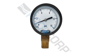 POOL360 | 2" Dial 0-15PSI 1/4" Lower Mount Dry Pressure Gauge