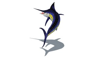 POOL360 | 92" x 56" Porcelain Tile Mosaic Marlin with Shadow