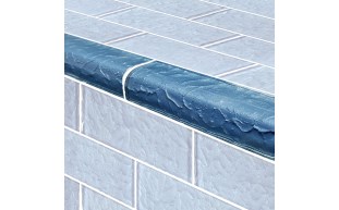 POOL360 | 2" x 6" Moonscape Glass Tile Blends Trim Steel Blue