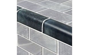 POOL360 | 2" x 4" Subway Glass Tile Blends Trim Stratus Gray