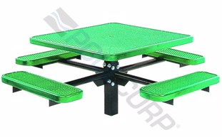 POOL360 | 75" Square Fusion Advantage Finish Pedestal Inground Mount Table
