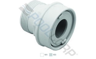 POOL360 | 1/2" White Extender with 1-1/4" MPT, 1" Orifice, Eyeball and Nut