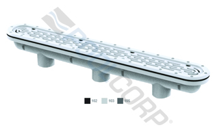 POOL360 | 32" Light Gray Channel Drain with 3-Port Sump for Vinyl