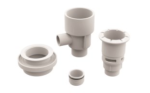 POOL360 | 2-1/2" White AquaThunder® Straight Gunite Jet Housing Assembly