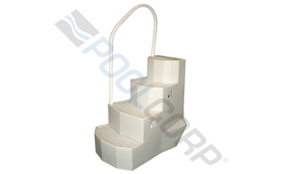 POOL360 | 42.5" x 28.5" x 40.5" White Granite 1 Handrail Above Ground Pool Steps Small