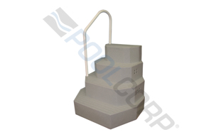 POOL360 | Gray Granite 1-Handrail Above Ground Pool Steps Large