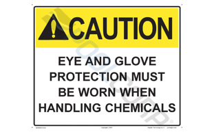 POOL360 | 12"x10" Eye & Glove Protection Required Caution Sign