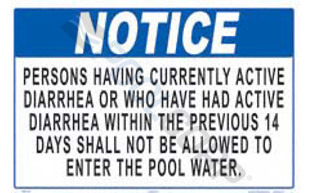POOL360 | 18"x12" Blue Notice Persons With Diarrhea Pool Sign