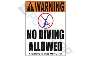 POOL360 | 18"x24" White No Diving Allowed Warning Sign