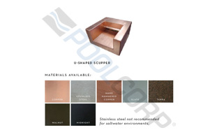 POOL360 | 8" Stainless Steel U-Shape Scupper