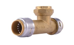 POOL360 | 3/4" x 3/4" x 3/4" Max Brass Push FNPT Center Slip Tee