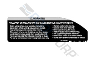 horizon | WARNING ROLLOVER DECAL