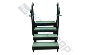 POOL360 | 36" Gray 4 Tread Signature Spa Steps with Black Frame