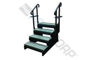 POOL360 | 36" SSS36 Deep Gray 4 Tread Signature Spa Step with Black Frame