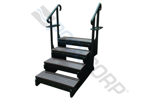 POOL360 | 36" SSS36 Espresso 4-Tread Spa Step with Black Frame