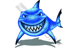 POOL360 | 37" x 37" Gotcha Shark with Shadow Mosaic Pool Tile