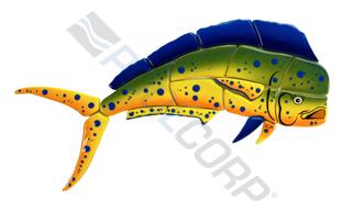 POOL360 | 48" x 19" Mahi Mahi Side View Mosaic Pool Tile