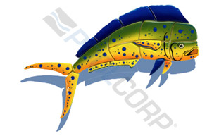 POOL360 | 19" x 9" Side View Mahi Mahi with Shadow Mosaic Pool Tile
