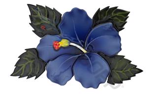 POOL360 | 10" x 7" Blue Single Hibiscus Flower Mosaic Pool Tile