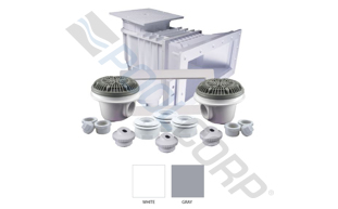 POOL360 | Gray Vinyl Wide Mouth Pool Skimmer Builder Pack with 2" FIP Drain