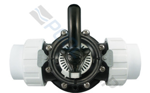 POOL360 | 2" Socket Black HydroSeal™ 2-Way Diverter Valve with Unions