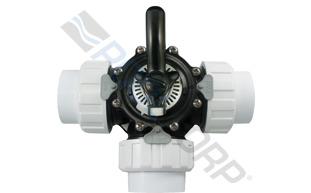 POOL360 | 2" Socket Black Hydroseal™ 3-Way Diverter Valve with Unions
