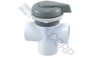 POOL360 | 1" Socket, 2-1/16" Orifice Gray Diamond™ Lever Handle 3-Way ...