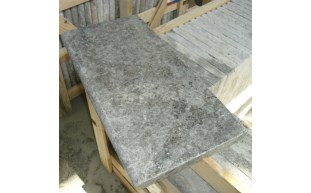 POOL360 | 6" x 12" 3cm Platinum Gray Travertine Tumbled Bullnose Coping