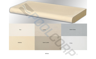 POOL360 | 12" x 24" White Bullnose Straight Coping