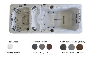 POOL360 | 1 Swimmer/7 Seats Swim Spa Sterling Marble Interior/Ash Elite Exterior/Circ Pump