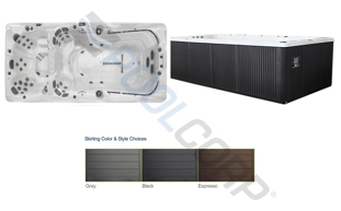 POOL360 | 1 Swimmer/7 Seats Swim Spa Sterling Marble Interior/Brown Confer Exterior/Stereo