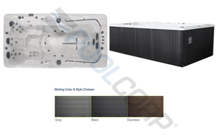 POOL360 | SLSWIMPRO17L Swim Spa Silver Int/Black Ext w/ /LED Jets/Cover/Stereo/Exer Equip