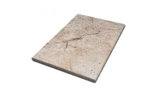 POOL360 | 16" × 24" Scabos Travertine Tumbled Double Bullnose Coping