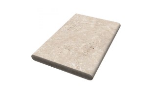 POOL360 | 16" x 24" x 3cm Ivory Travertine Tumbled Double Bullnose Coping