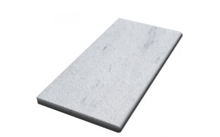 horizon | 12" x 24" 4cm Solto White Fine Picked Bullnose Coping