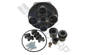 POOL360 | 15" x 15" x 10" Black Plastic 5-Hole Swimming Pool Junction Box