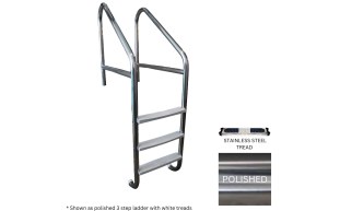 POOL360 | Classic 3-Step Polished Ladder with 35" Welded Brace and ...