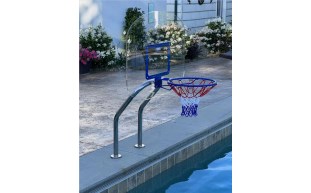 POOL360 | X2 Basketball Set with Polished Dual Pole Frame, Net and Ball No Anchor