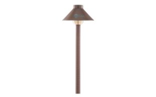 horizon | 5.5" Antique Brass Traditional Hat Path Light with 18" Stem