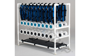 POOL360 | 58"H x 27"D x 65"W White System 18 Rack with Cuffs & Regular ...