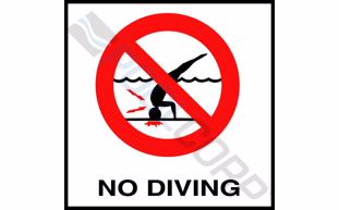 POOL360 | 8" x 8" White Tile with Non-Skid No Diving Symbol Safety Marker