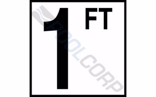 POOL360 | 6" x 6" White Tile with Black 5" Smooth "1FT" Depth Marker