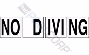 POOL360 | 8" x 32" White 4-Tile 6" Non-Skid "NO DIVING" Depth Marker