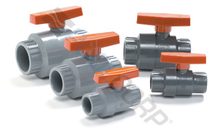 POOL360 | 1.5" Gray/Orange Compact Ball Valve PVC/EPDM Slip x Slip
