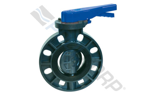 POOL360 | 6" 711 Series PVC and EPDM Butterfly Valve with Blue Lever Handle