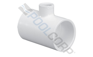 POOL360 | 2.5" x 2.5" x 1.5" White Slip x Slip x Slip SCH40 Reducer Tee