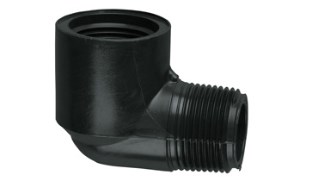 POOL360 | .75" Black MPT x FPT SCH40 Poly 90 Degree Marlex Street Elbow