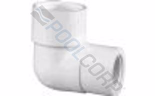 POOL360 | 2" x 1.25" White Slip x FPT 90 Degree SCH40 Reducing Elbow